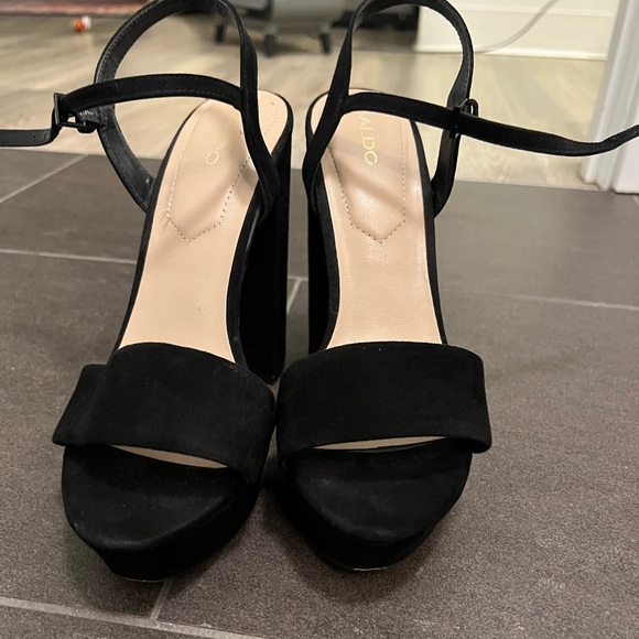 Aldo | Shoes | Aldo Black Open Toe Block Platform Heels Size 75 | Poshmark